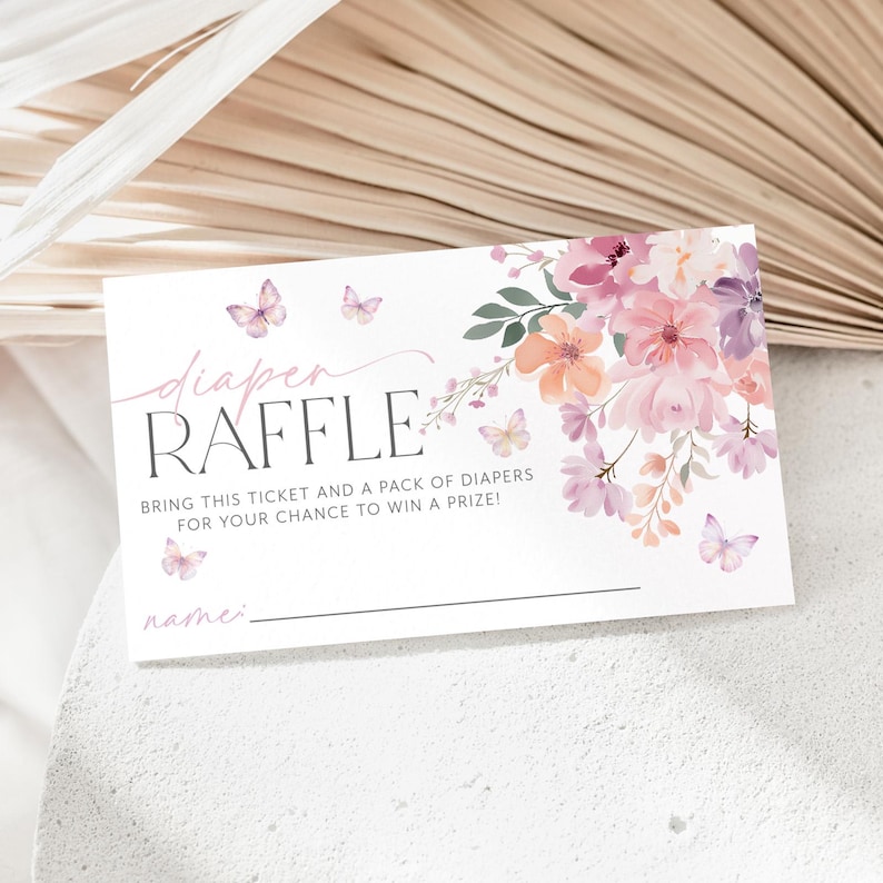 Wildflower Diaper Raffle Card, Baby in Bloom Shower Diaper Raffle Card ...