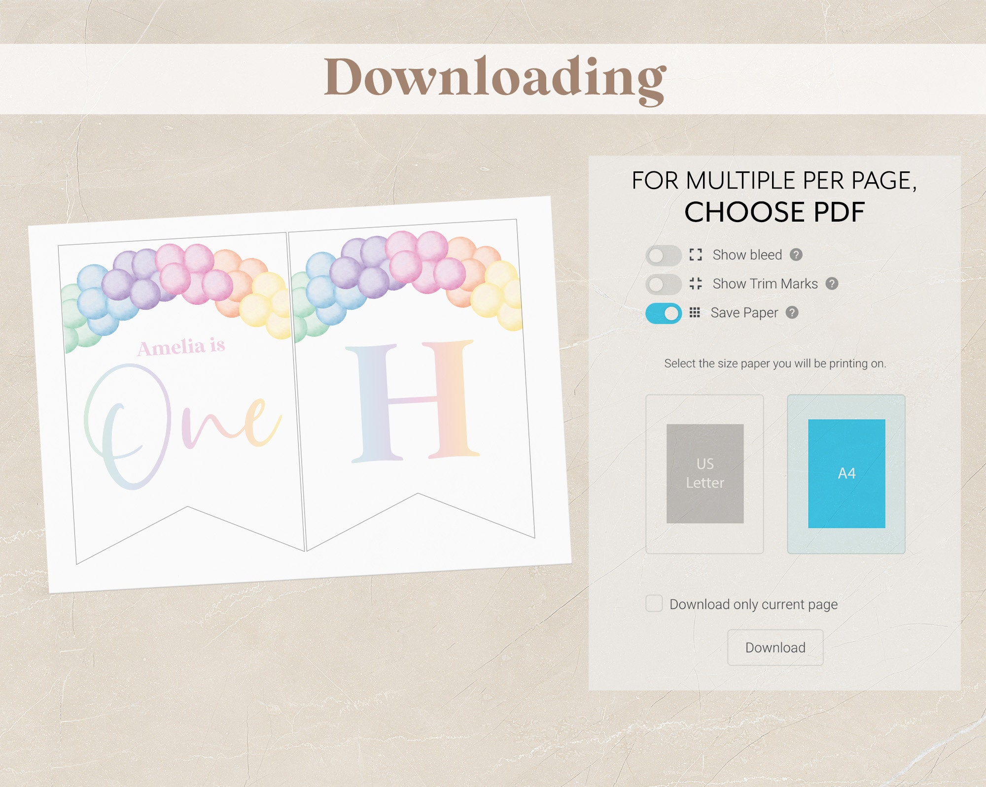 Pastel Rainbow Birthday Banner Printable, Happy Birthday Banner, First ...