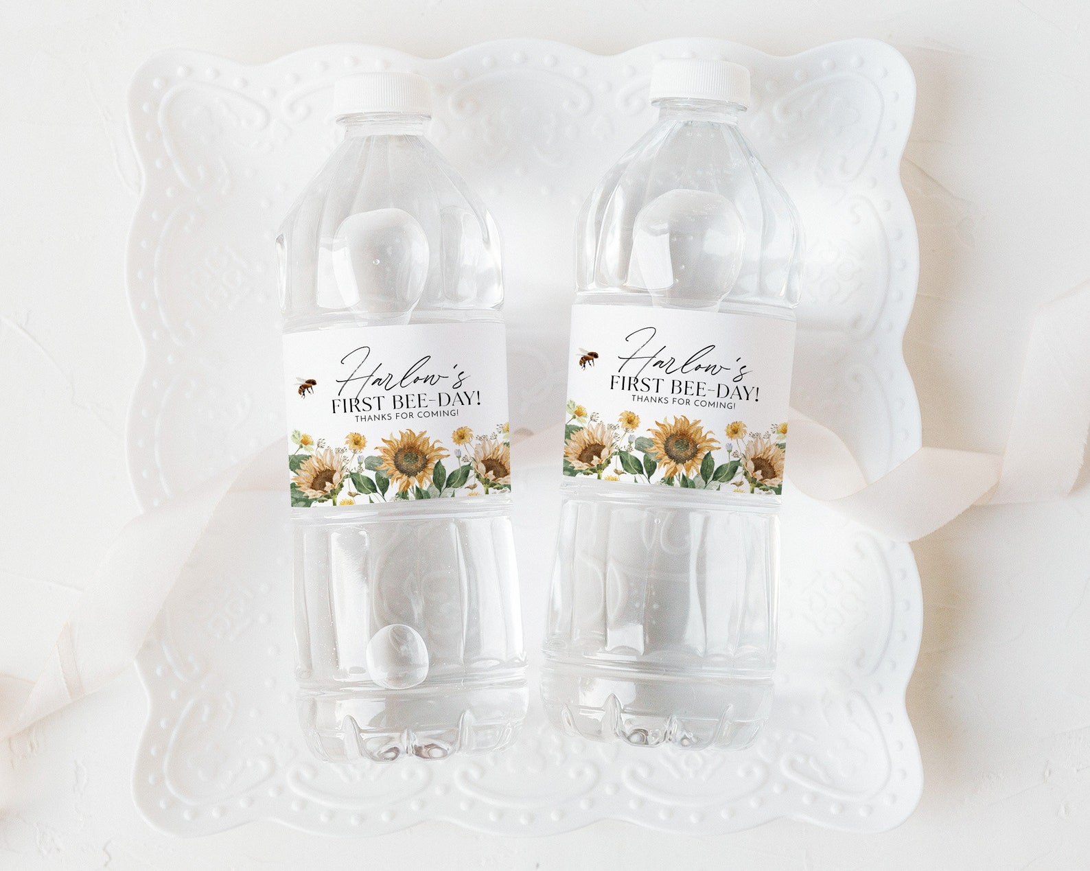 First Bee Day Water Bottle Labels Bee Water Labels Printable - Etsy