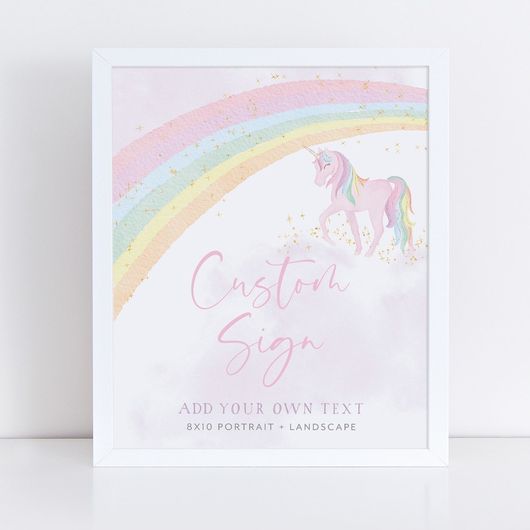 Unicorn Editable Signs, Custom 8x10 Sign, Printable Birthday Signs 8x10 ...