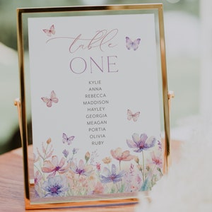 Butterfly Table Numbers, Bridal Shower Table Numbers, Floral Table ...