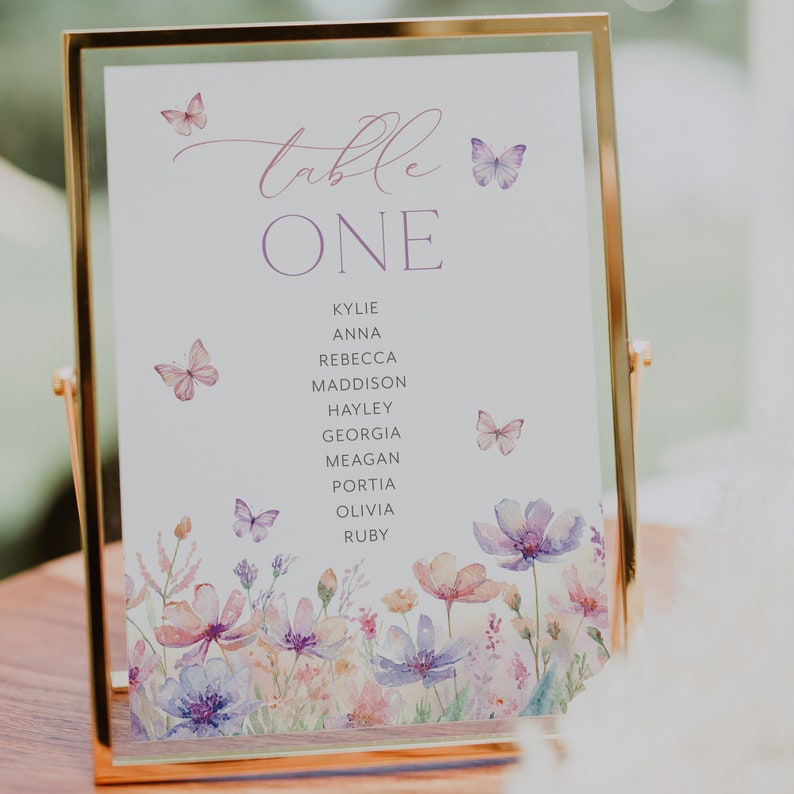 Butterfly Table Numbers, Bridal Shower Table Numbers, Floral Table ...