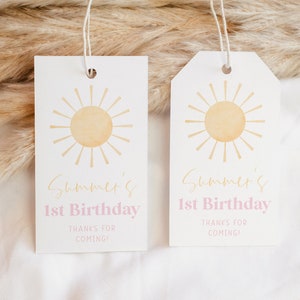 Sun Favor Tags, Sunshine 1st Birthday Thank You Tags, Sun 1st Birthday ...