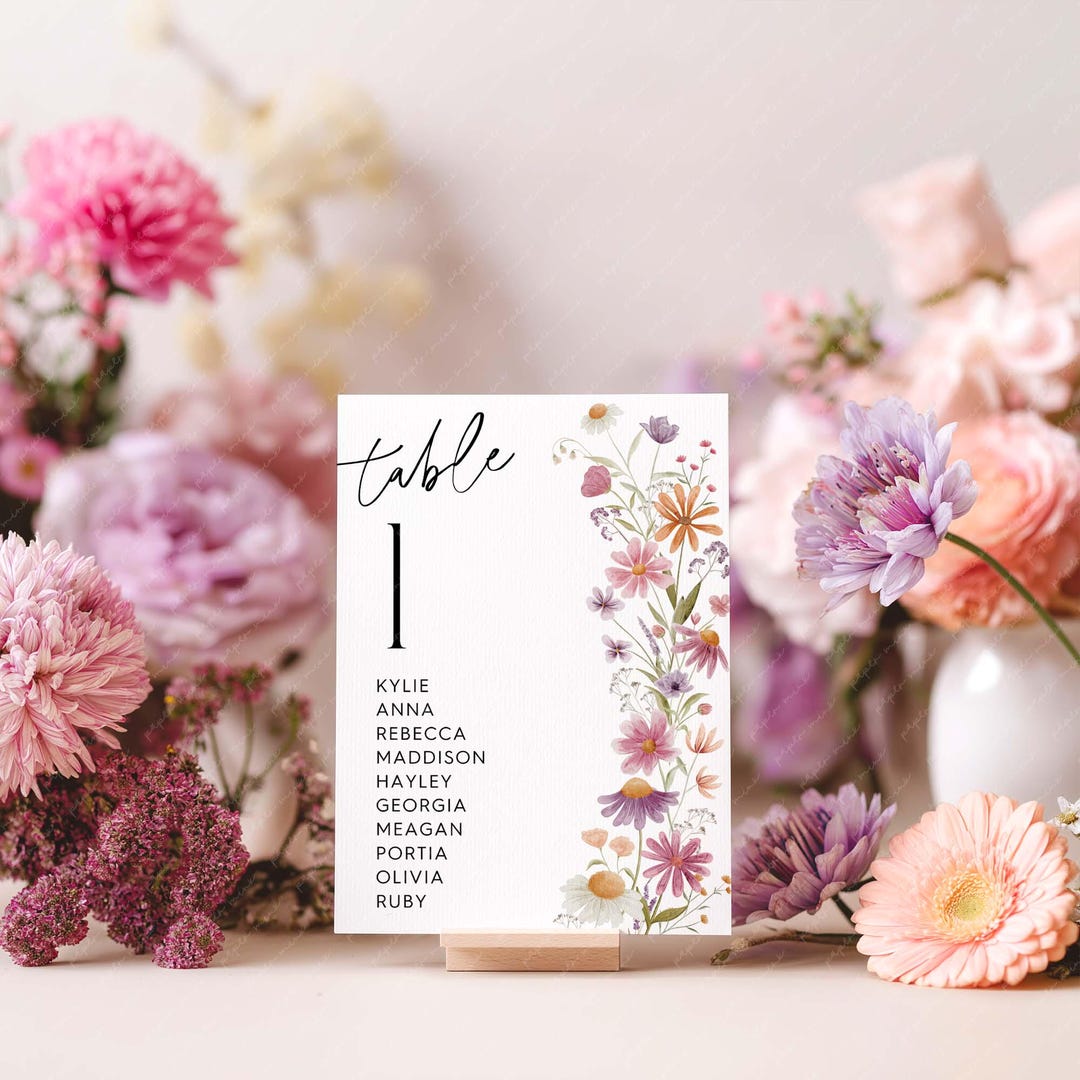 Wildflower Table Numbers, Bridal Shower Table Numbers, Floral Table ...