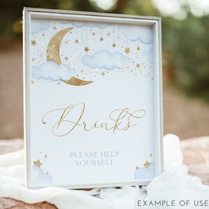 Moon Stars Baby Shower Signs, Baby Shower Editable Sign 8x10 Custom ...