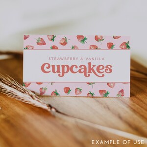 Strawberry Food Labels, Berry Food Label Card, Food Tent Card, Birthday ...