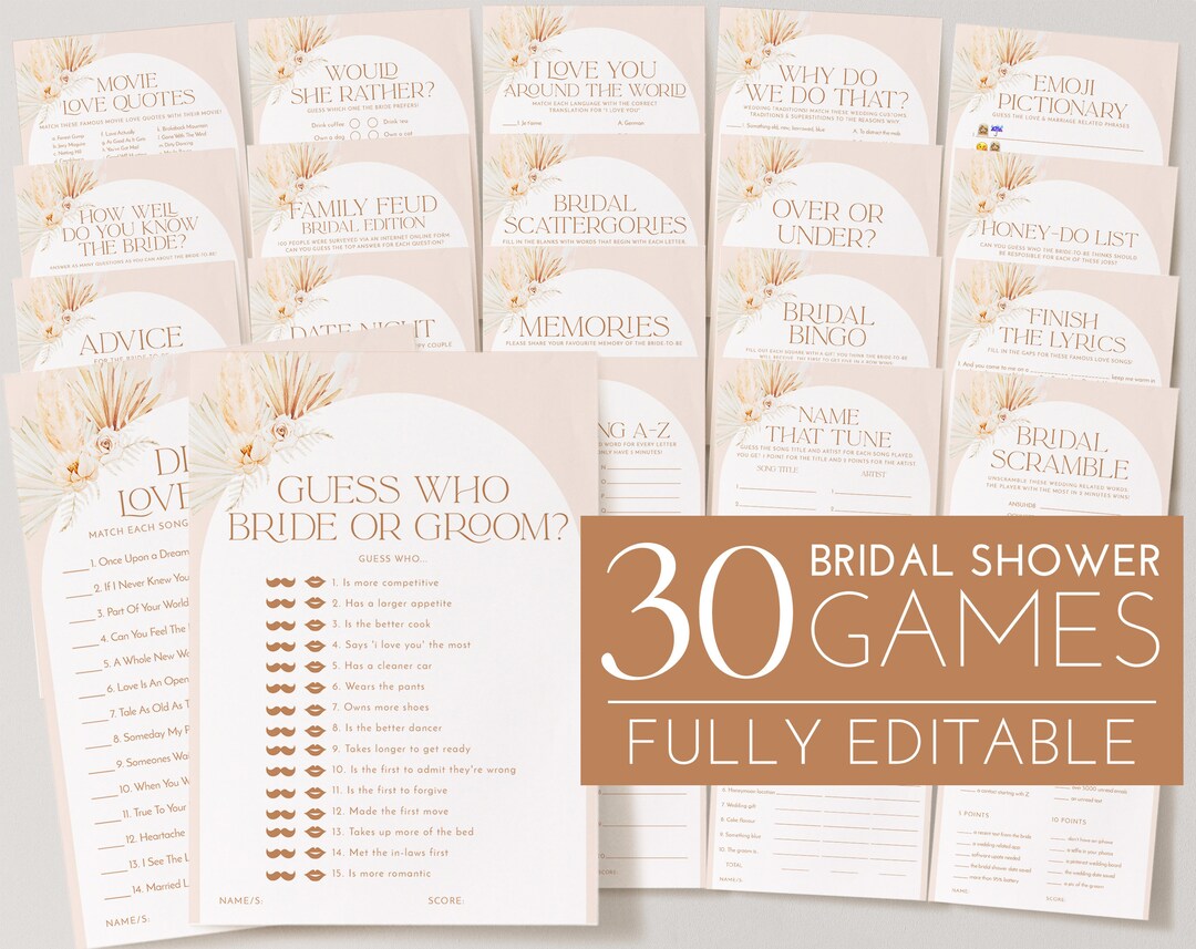 Boho Bridal Shower Games, Bridal Shower Editable Games, Printable Games ...