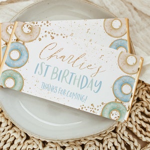 Donut Chocolate Bar Wrapper Template, Printable Candy Bar Wrapper, 1st ...