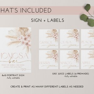 Boho Mimosa Bar Sign, Momosa Bar Sign, Mumosa Bar Sign, Juice Labels ...