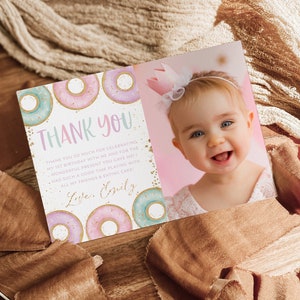Donut Thank You Card Template, Printable Thank You Card, Donut Birthday ...