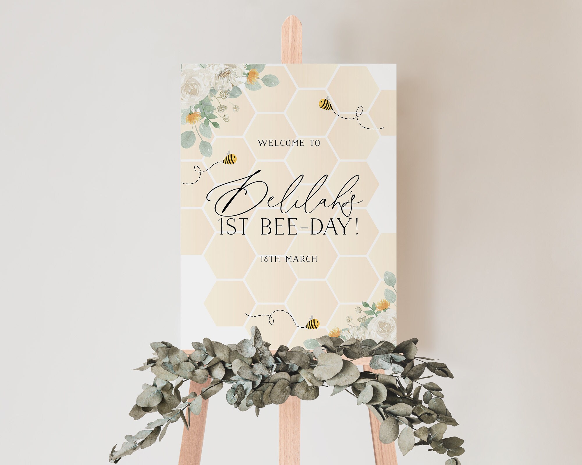 1st Birthday Welcome Sign First Bee Day Welcome Sign Baby | Etsy