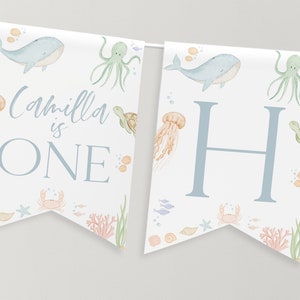 Under the Sea Birthday Banner Printable, Happy Birthday Banner, 1st ...