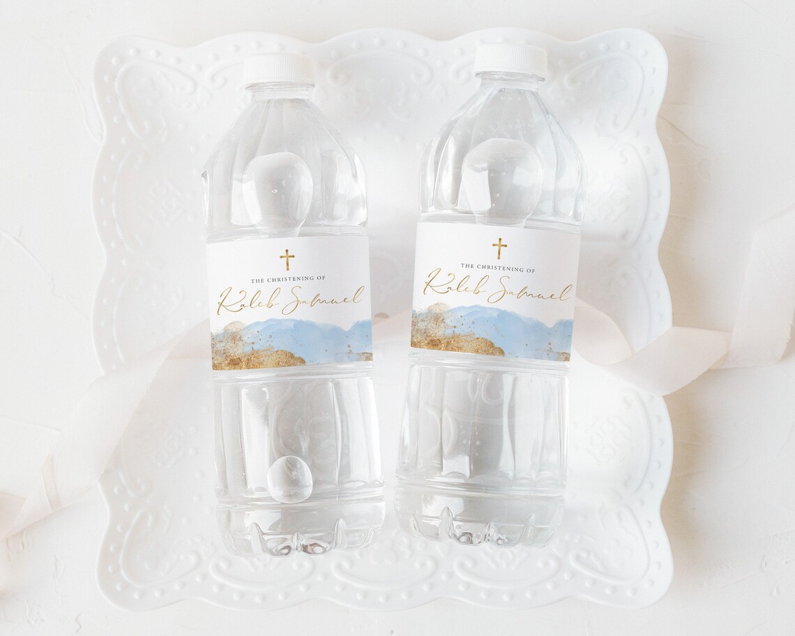 Baptism Water Bottle Label, Christening Water Label, Printable Water ...