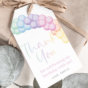 Pastel Rainbow Favor Tags, Pastel 1st Birthday Thank You Tags, Rainbow ...