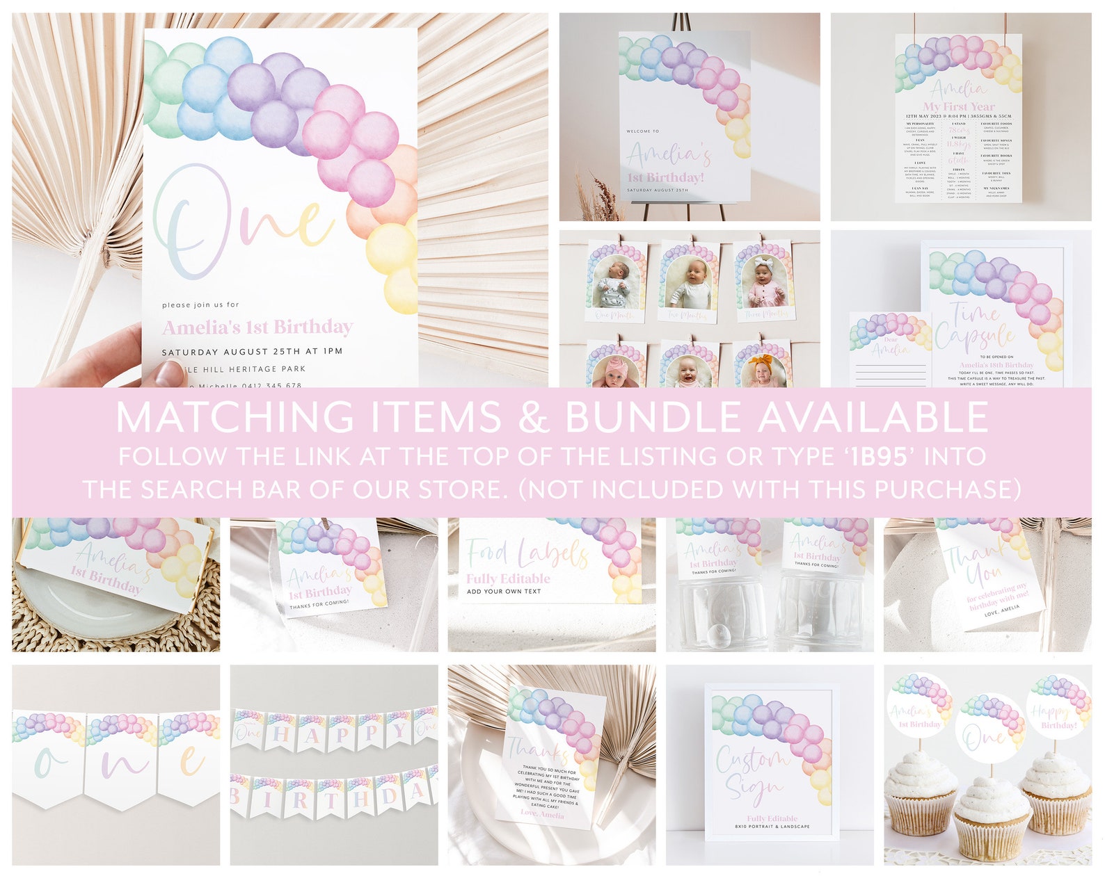 Pastel Rainbow Favor Tags, Pastel 1st Birthday Thank You Tags, Rainbow ...