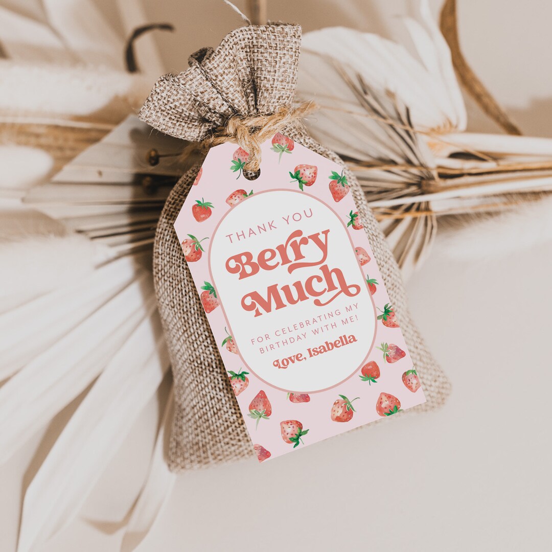 Strawberry Favor Tags, Birthday Thank You Tags, Berry First Birthday ...