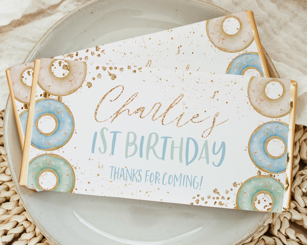 Donut Chocolate Bar Wrapper Template, Printable Candy Bar Wrapper, 1st ...