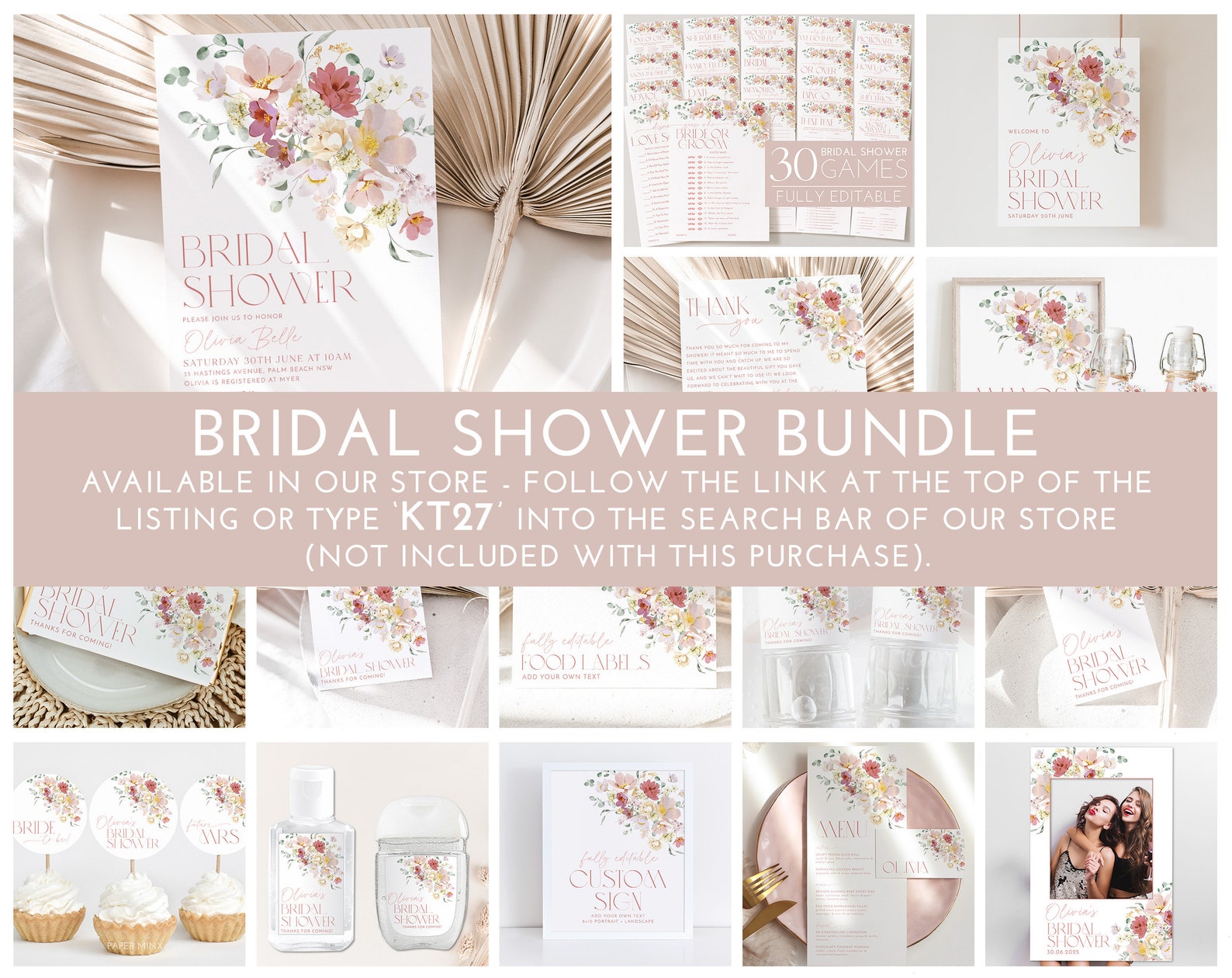 Floral Place Card Template, Printable Place Cards, Bridal Shower Place ...