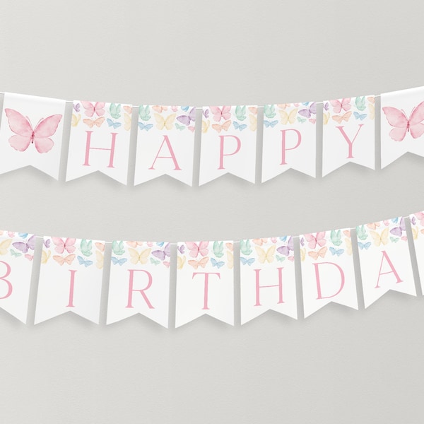 Butterfly Birthday Banner - Etsy