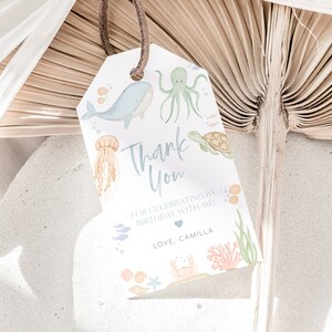 Under the Sea Printable Favor Tags, Ocean Animals Favour Tags, Thank ...