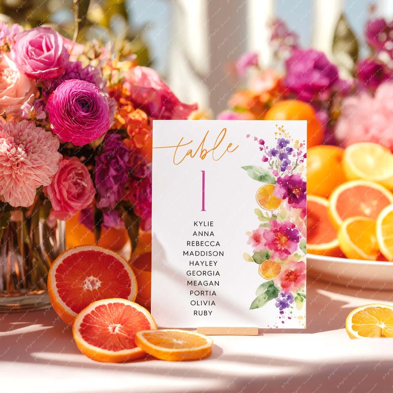 Citrus Table Numbers Template: Main Squeeze Bridal Shower (printable ...