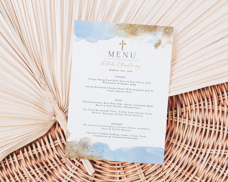 Christening Menu Template Printable Baptism Menu Template - Etsy Australia