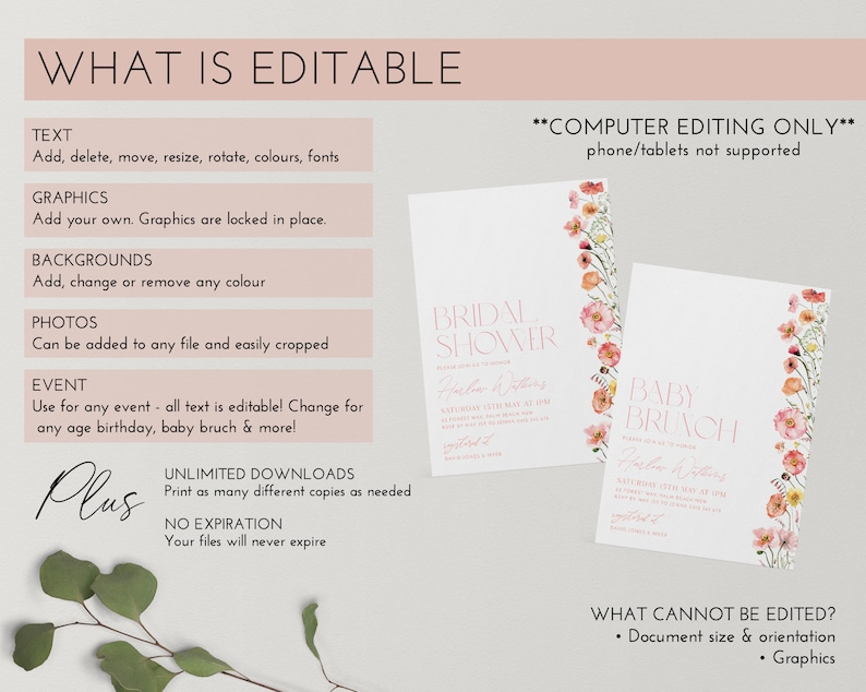 Floral Bridal Shower Invitation Bundle, Floral Bridal Shower Games Pack ...