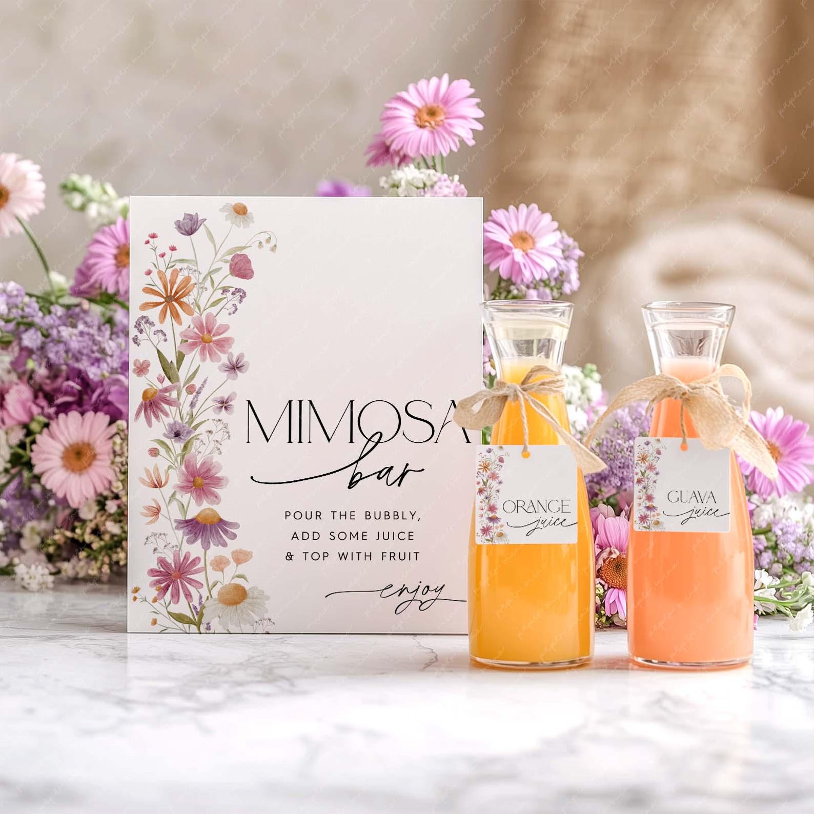 Wildflower Mimosa Bar Sign, Floral Mimosa Sign, Bridal Shower Mimosa ...