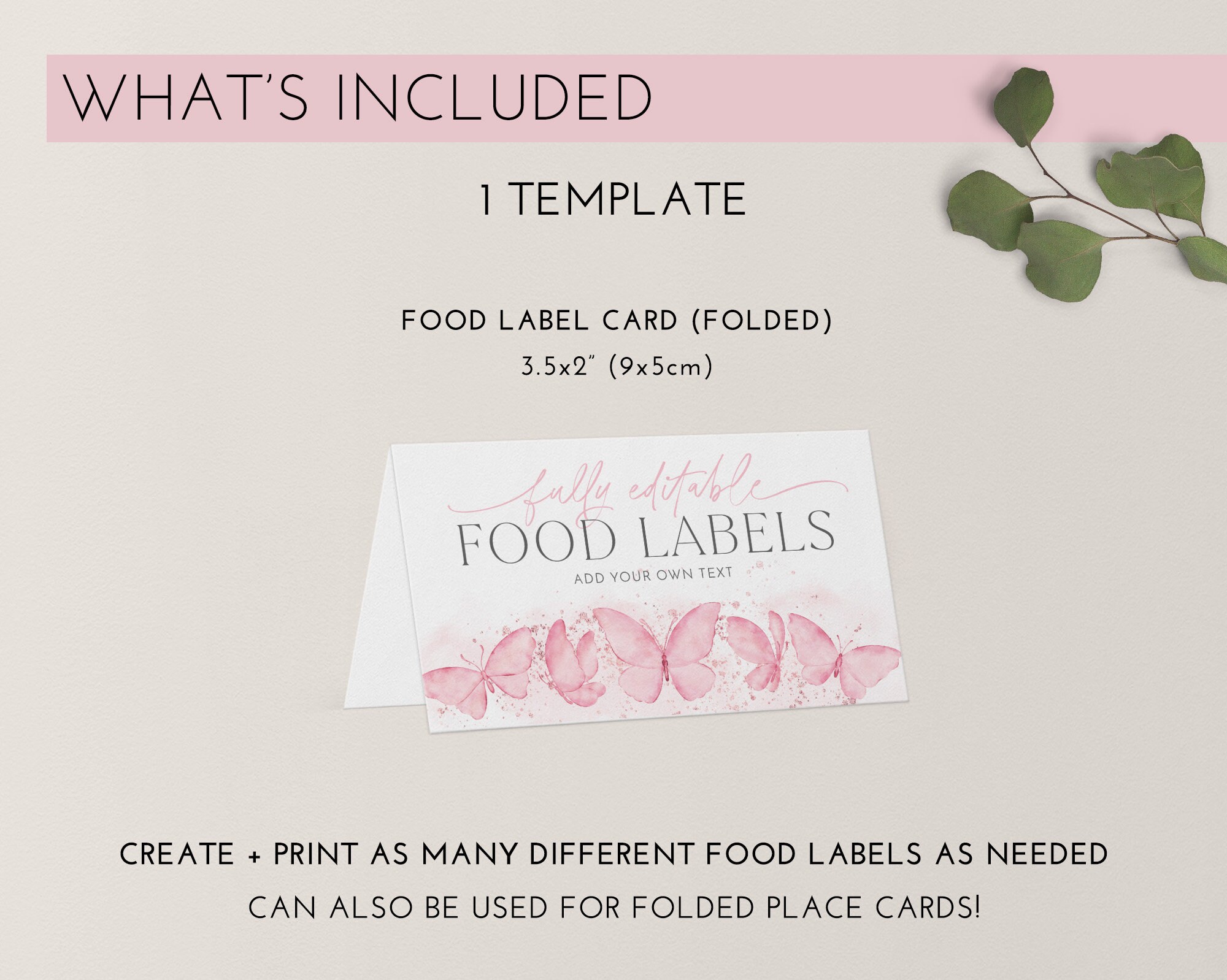 Editable Food Labels, Butterfly Food Label Card, 1st Birthday Food Tags ...