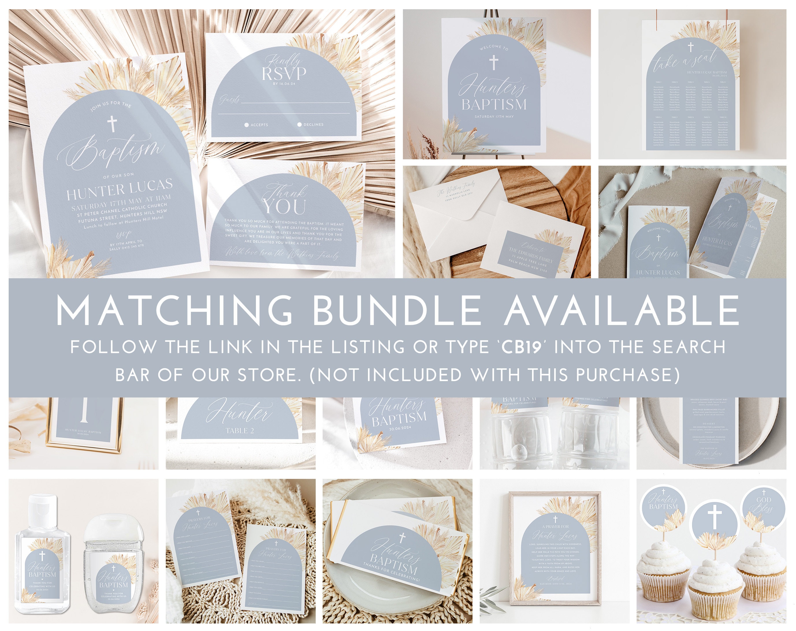 Blue Boys Baptism Menu Template Printable Christening Menu | Etsy