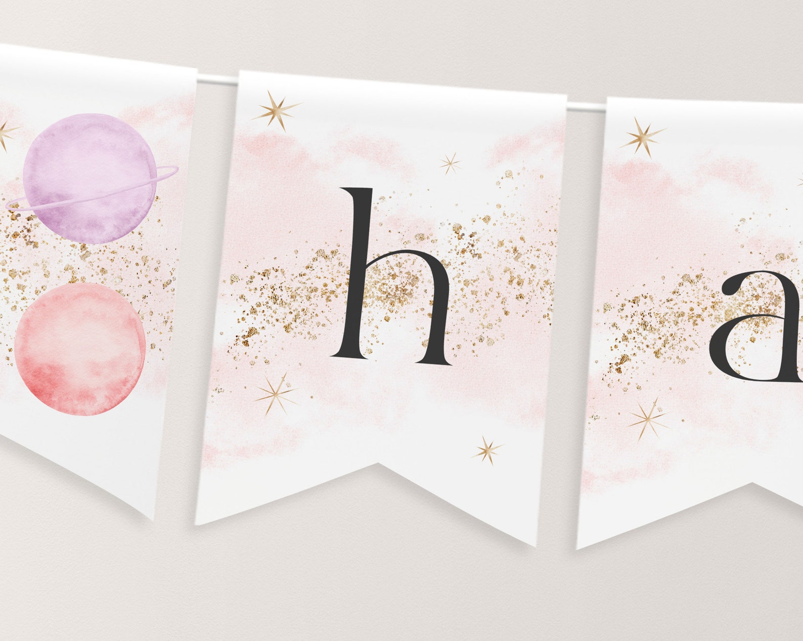 Happy Birthday Banner Printable, Happy 1st Birthday Banner, Space First ...
