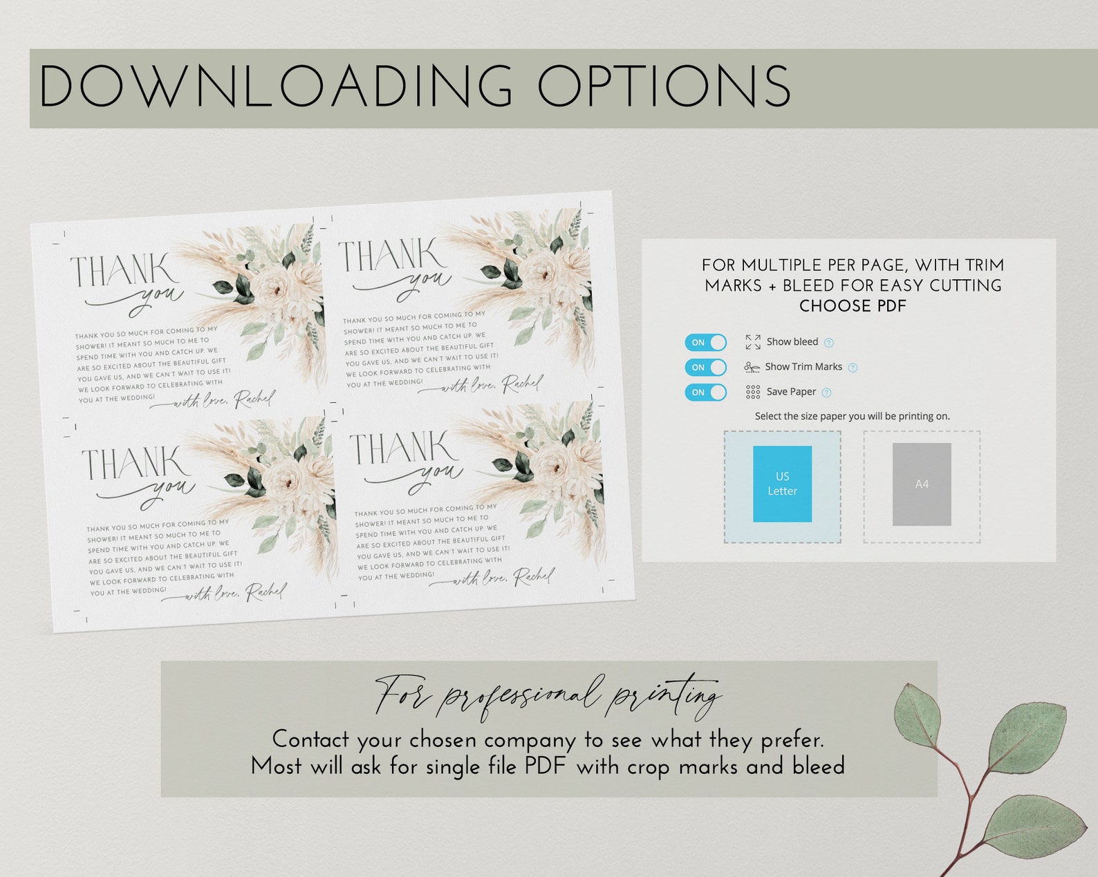 Boho Thank You Card Template Printable Thank You Card Instant - Etsy