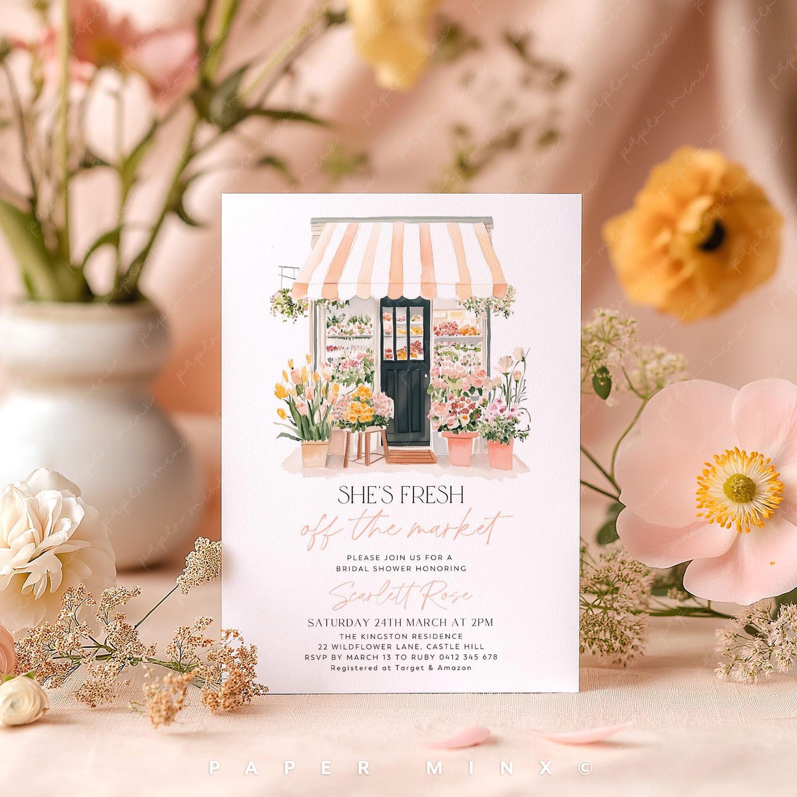 Flower Market Bridal Shower Invitation Template (canva Editable) - Etsy