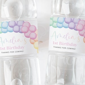 Pastel Rainbow Water Bottle Labels, Birthday Water Label, Printable ...