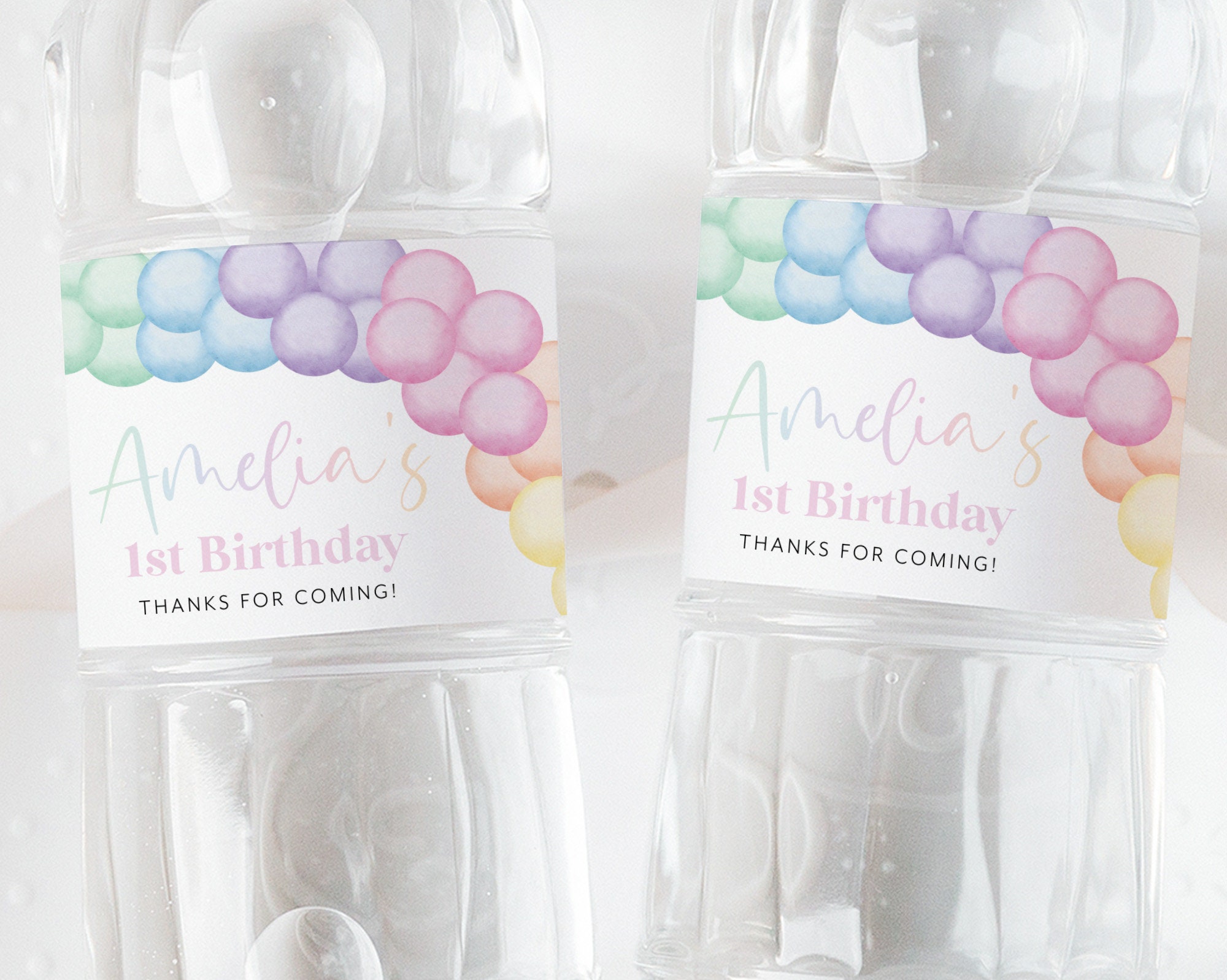 Pastel Rainbow Water Bottle Labels Birthday Water Label - Etsy
