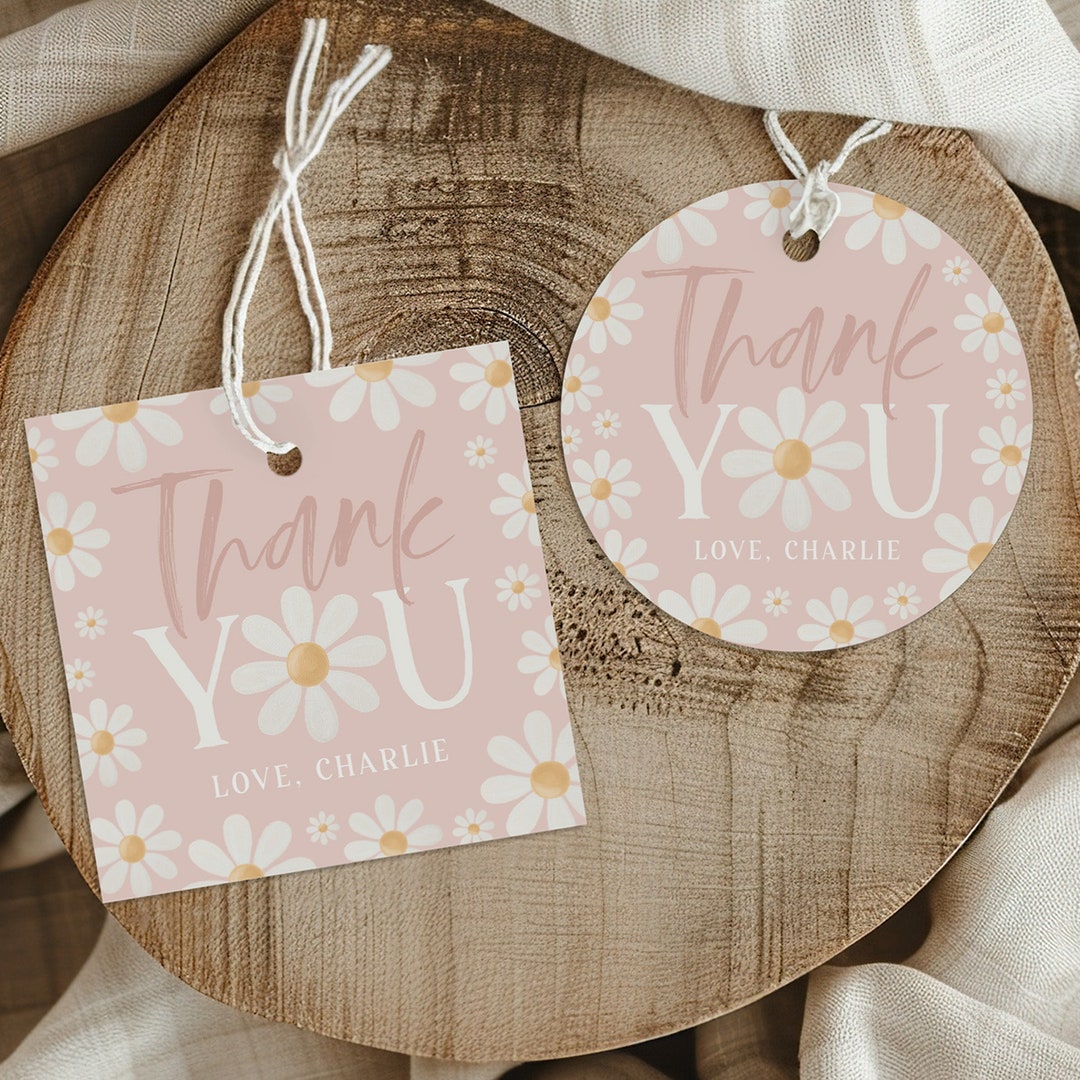 Daisy Favour Tags Printable, Editable Gift Tags, Onederful Birthday ...