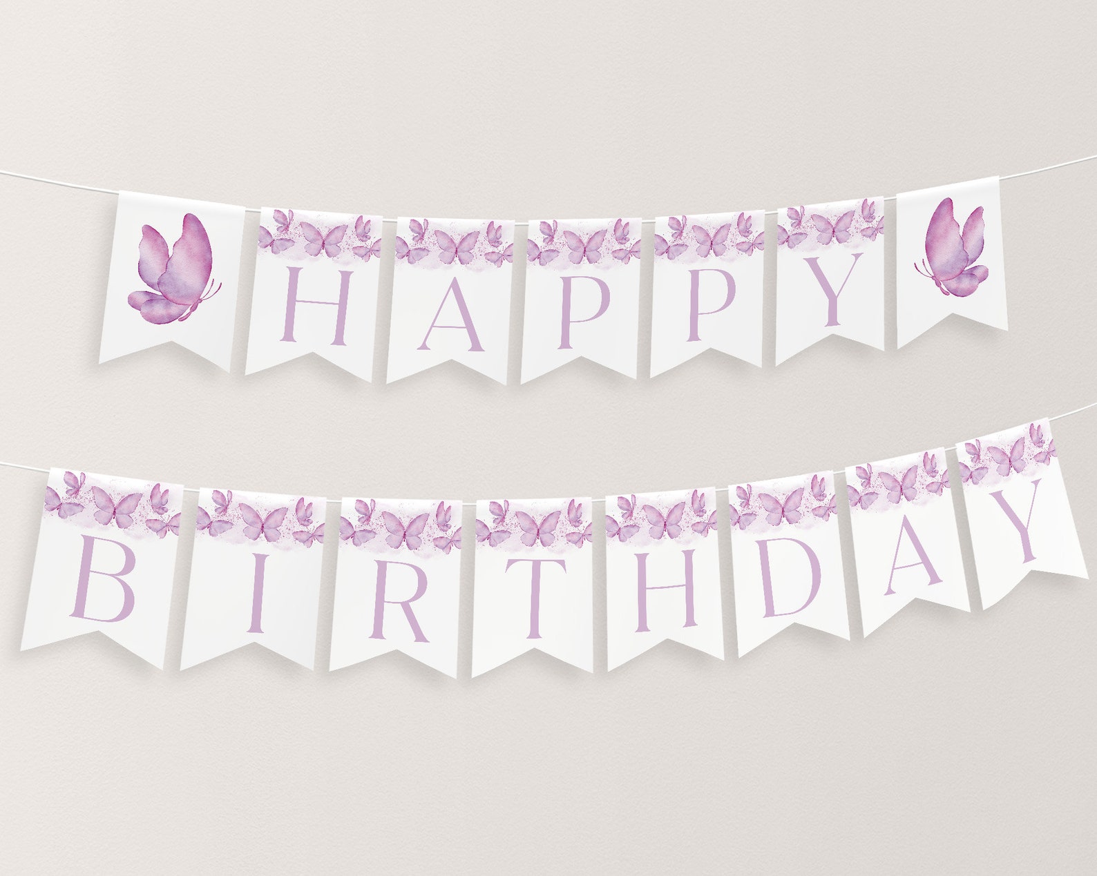 Butterfly Birthday Banner, Happy Birthday Banner Printable, 1st ...