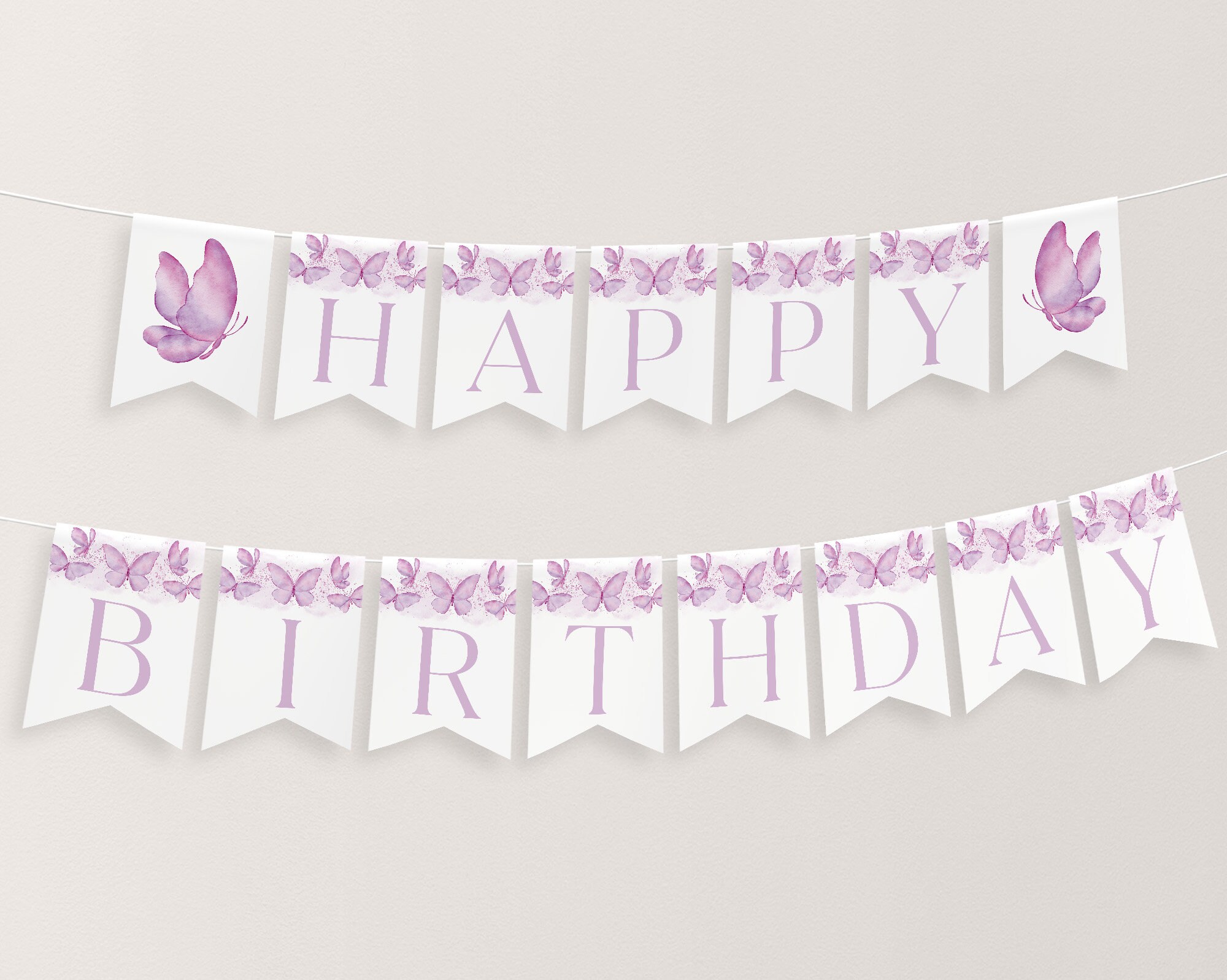 Butterfly Birthday Banner, Happy Birthday Banner Printable, 1st ...
