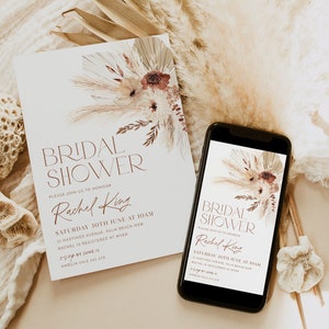 Boho Bridal Shower Invitation, Bohemian Bridal Shower Invite, Boho ...