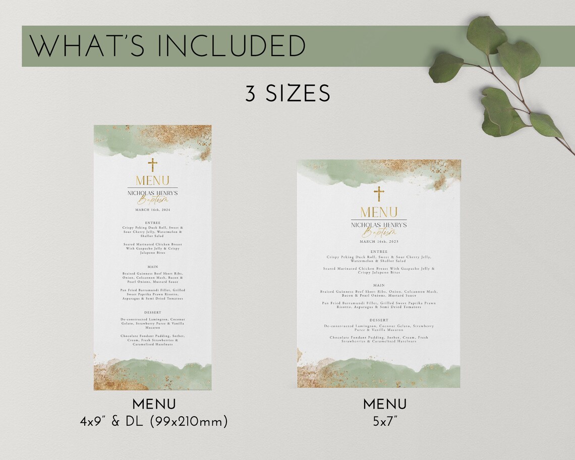 Christening Menu Template, Printable Baptism Menu Template, Printable ...
