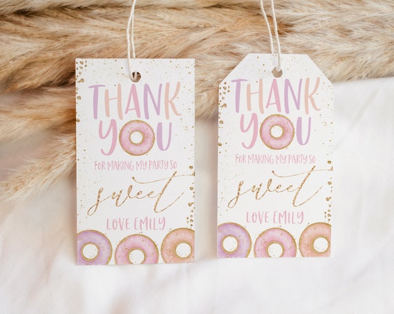 Donut Favor Tags Donut Party Thank You Tags Donut Party 1st - Etsy