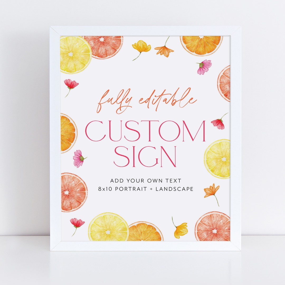 Citrus Bridal Shower Signs 8x10, Editable Signs, Main Squeeze Bridal ...