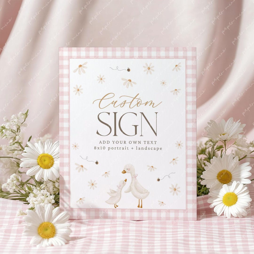 Silly Goose Baby Shower Signs, Pink Goose Baby Editable Signs, 8x10 ...