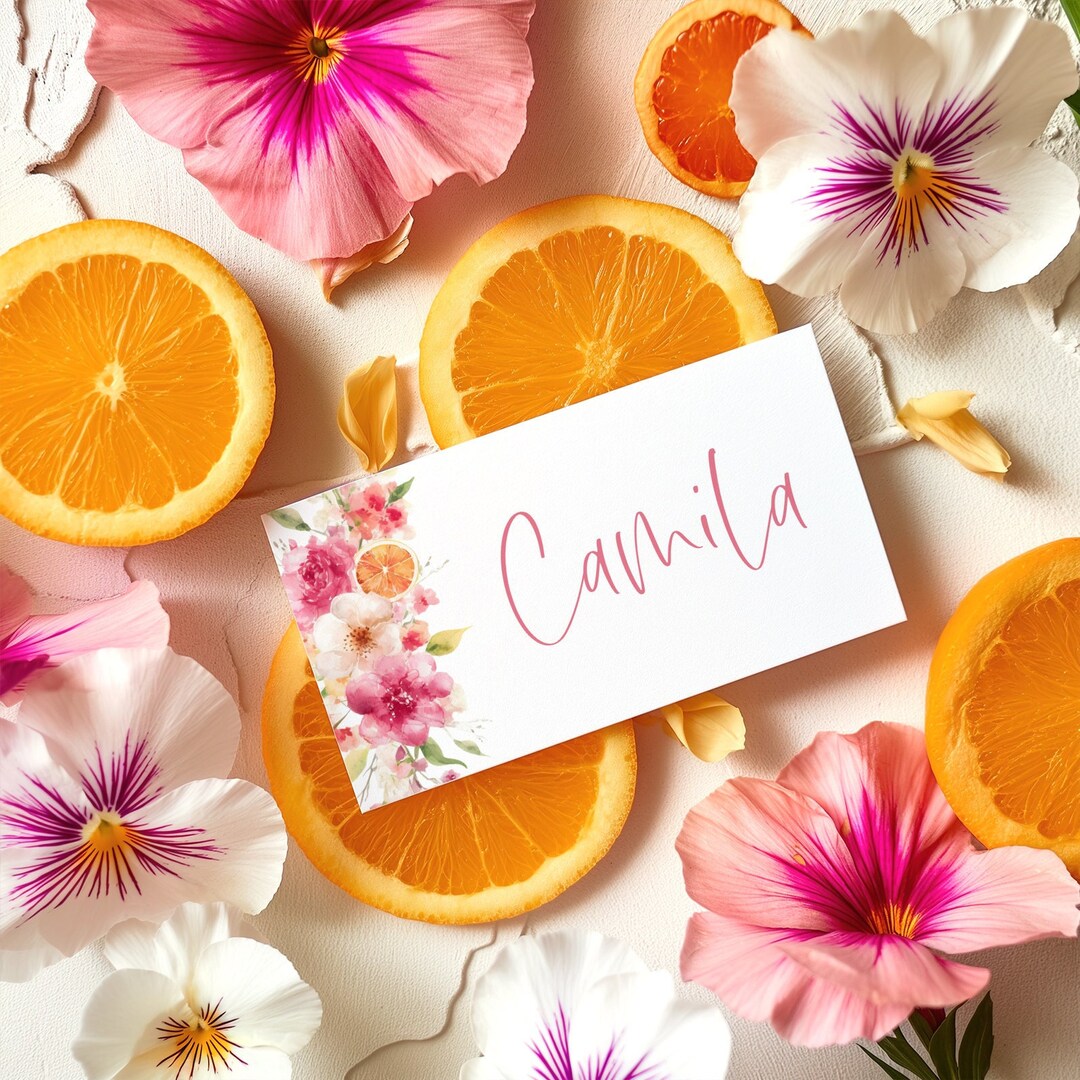 Citrus Place Card Template, Printable Main Squeeze Bridal Shower Place ...