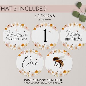 First Bee Day Cupcake Toppers, Printable Cupcake Topper, Bee Cupcake ...