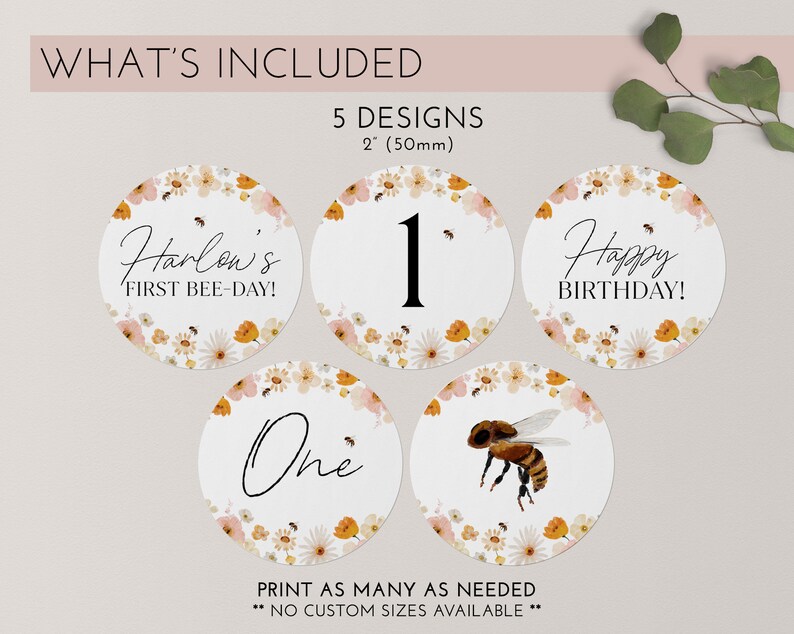 First Bee Day Cupcake Toppers Printable Cupcake Topper Bee - Etsy