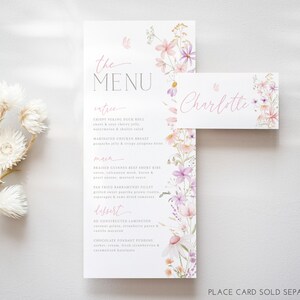 Wildflower Menu Template, Printable Bridal Shower Menu, Flower Menu ...