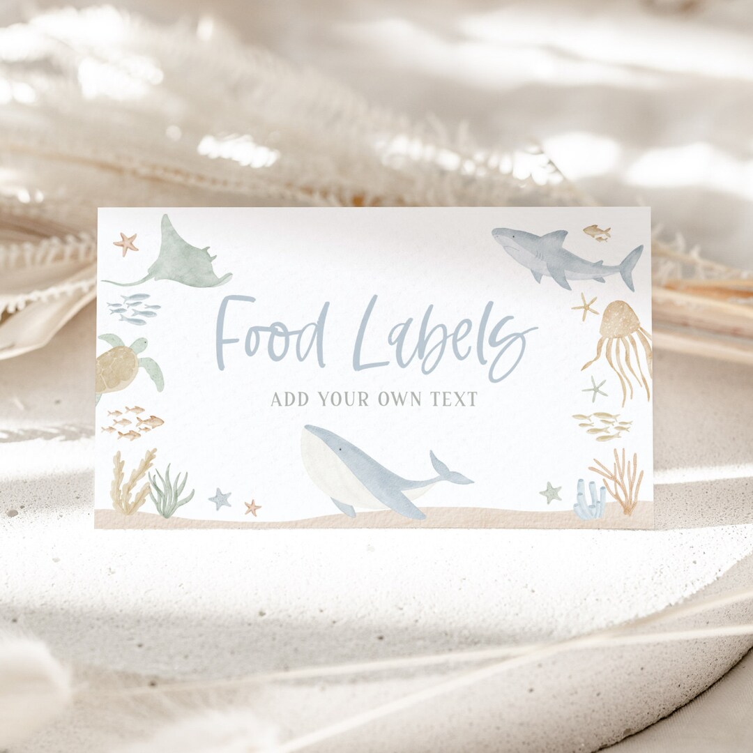 Under the Sea Food Labels, Oneder the Sea Food Tent Cards, Folded Food ...
