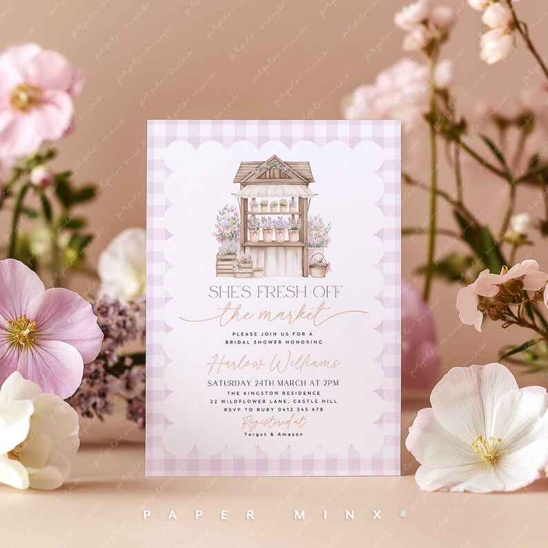 She's Fresh off the Market Bridal Shower Invite, Flower Market ...