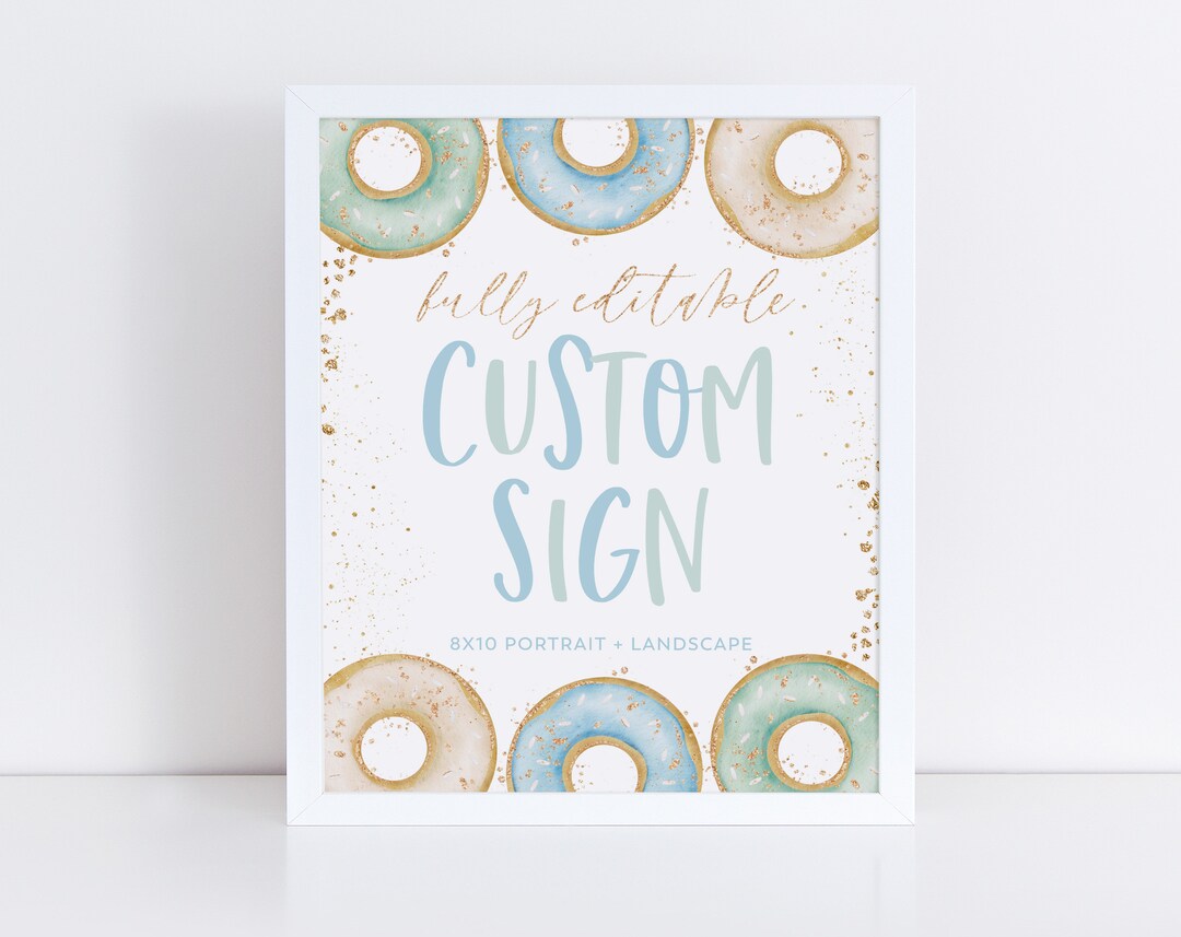 Donut Editable Sign, Custom 8x10 Sign, Printable Donut Sign 8x10 ...